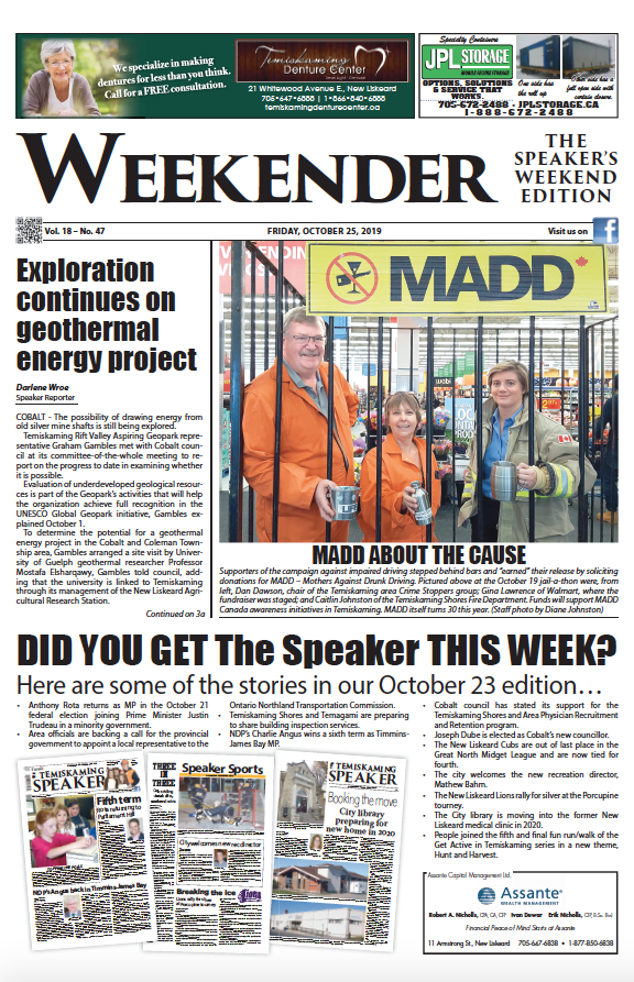 The Weekender October 26, 2019 - The Temiskaming Speaker