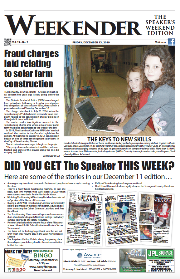 The Weekender December 13, 2019 - The Temiskaming Speaker