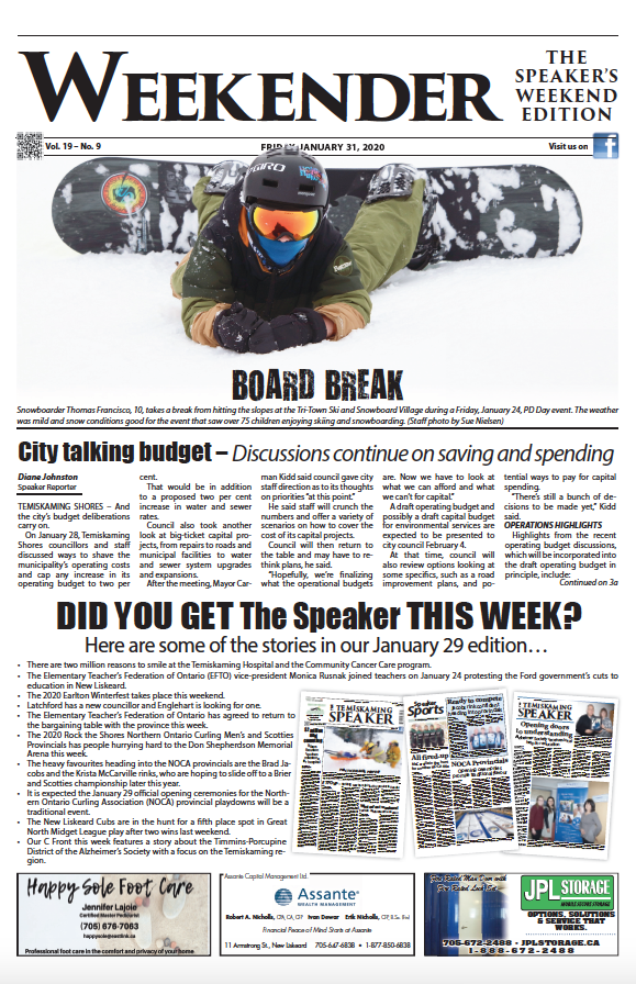 The Weekender January 31, 2020 - The Temiskaming Speaker
