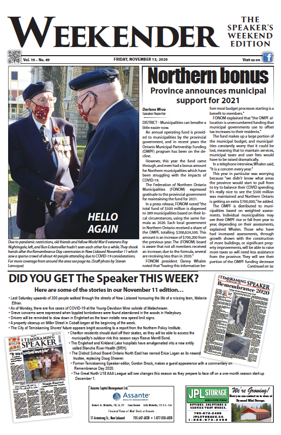 The Weekender November 13, 2020 - The Temiskaming Speaker