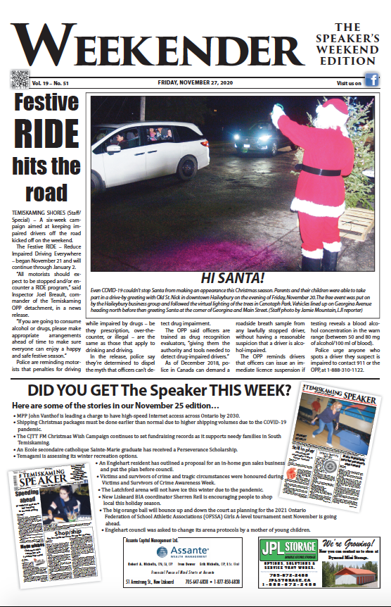 The Weekender November 27, 2020 - The Temiskaming Speaker