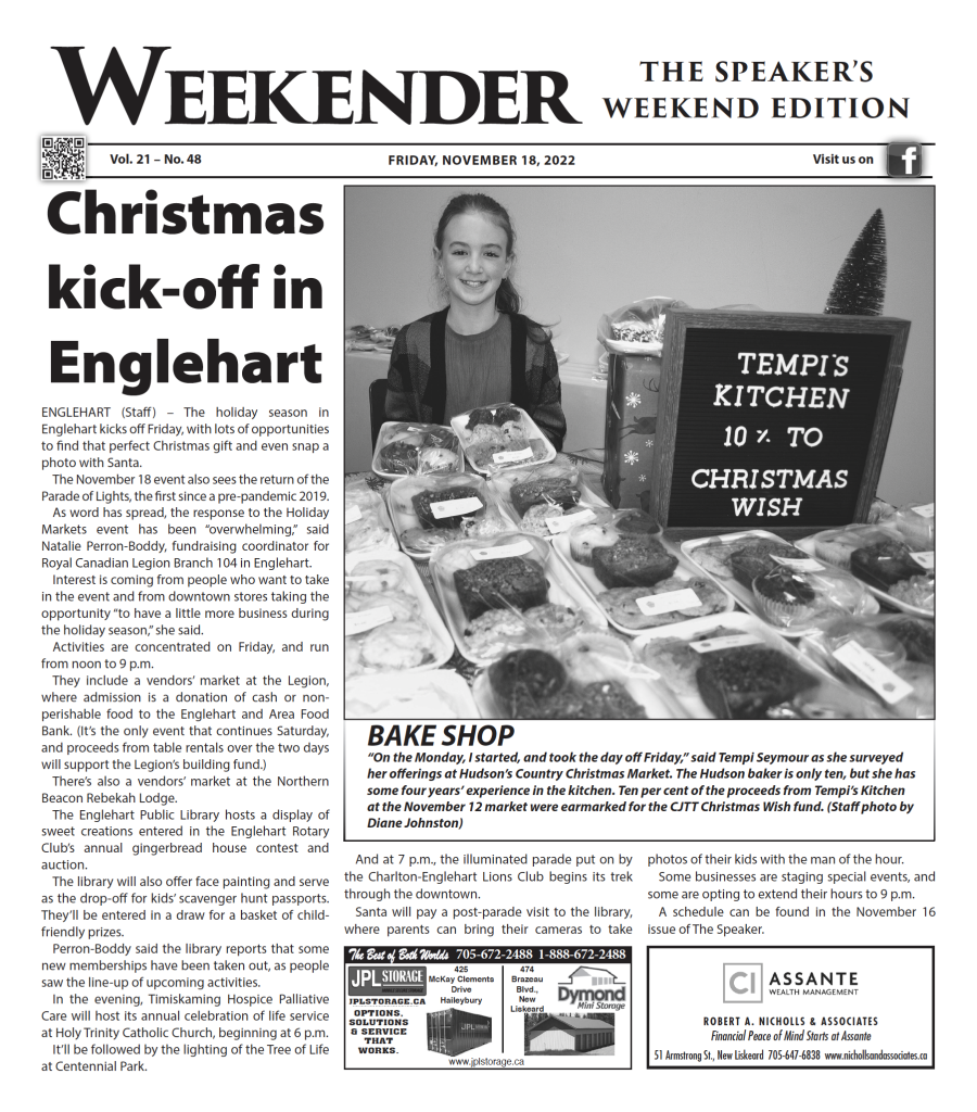 The Weekender November 18, 2022 - The Temiskaming Speaker