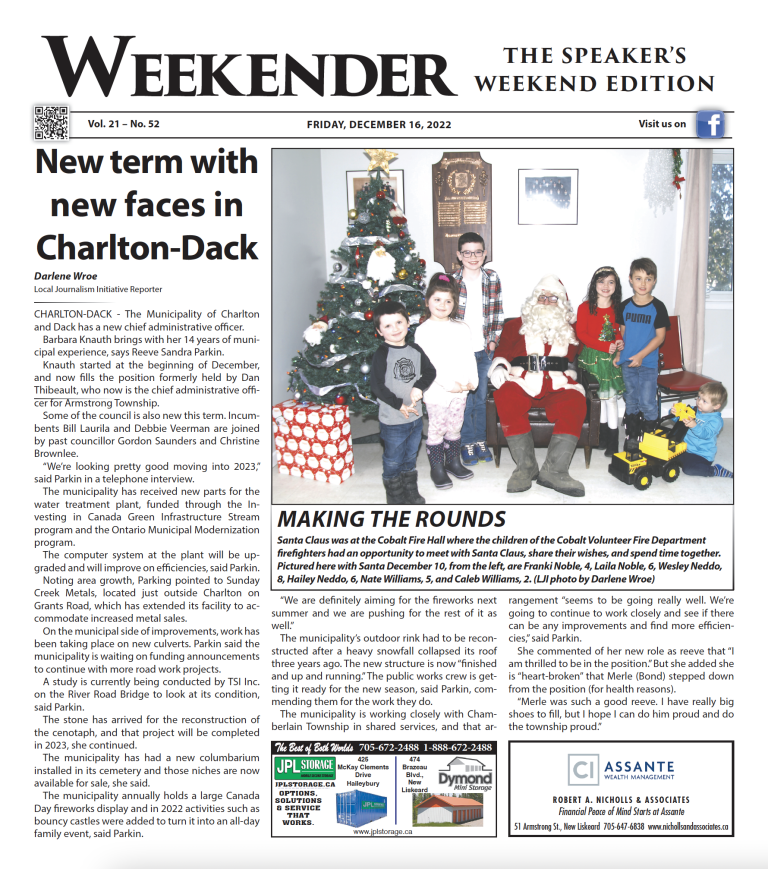 The Weekender December 16, 2022 - The Temiskaming Speaker