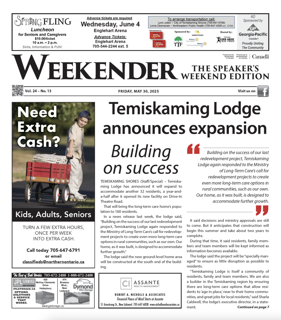 The Weekender, May 30 2025 - The Temiskaming Speaker