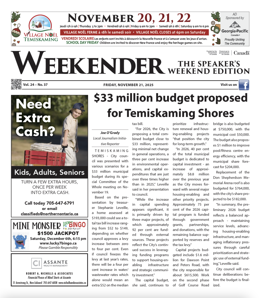 The Weekender November 21, 2025 - The Temiskaming Speaker